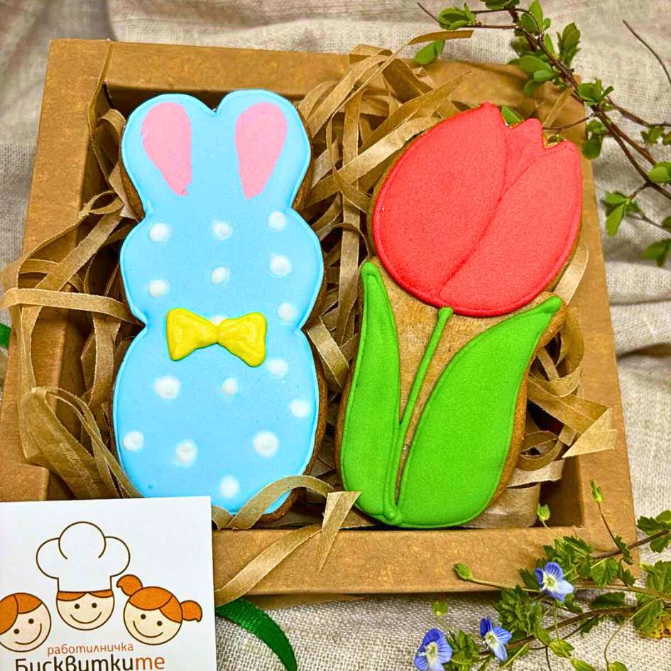 Рамка "бяло/синьо зайче" - Работилничка Бисквитките